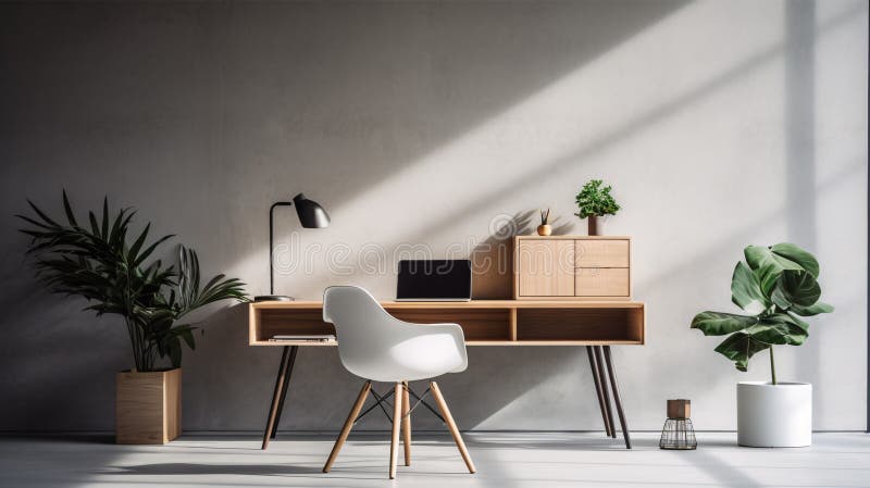 A Minimalist, Modern Workspace with Streamlined Features and . Stock ...