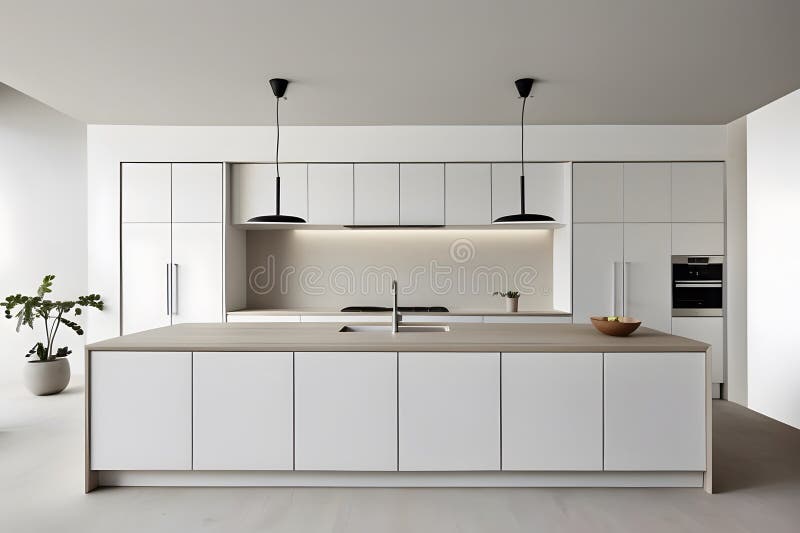 A Minimalist Modernized Interior Design of Kitchen Stock Illustration ...