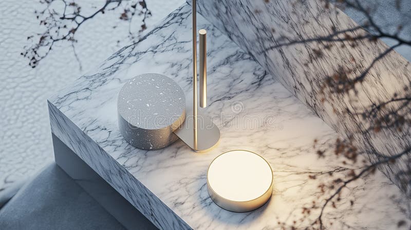 A Minimalist Modular Desk Lamp Styled on a Marble Surface with Clean ...