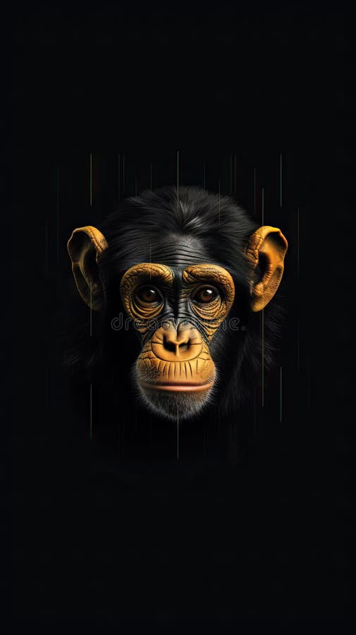 Minimalist Monkey on Dark Background AI Generated Stock Illustration ...