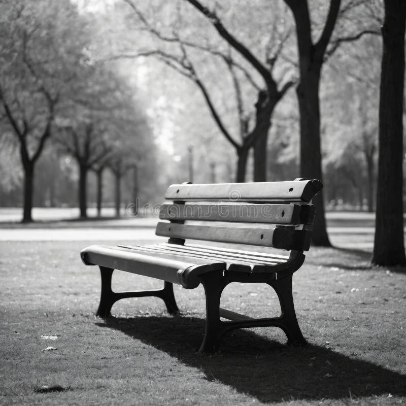 Minimalist Monochrome Park Bench with Emphasized Contrast Stock Image ...