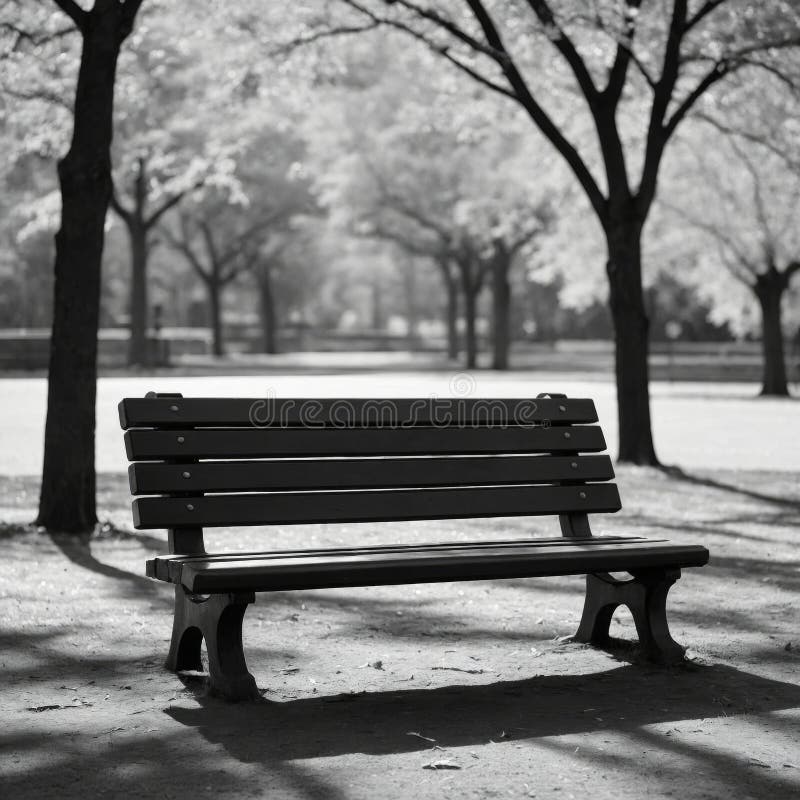 Minimalist Monochrome Park Bench with Emphasized Contrast Stock Image ...