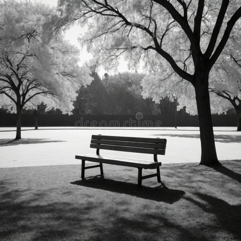 Minimalist Monochrome Park Bench with Emphasized Contrast Stock Image ...