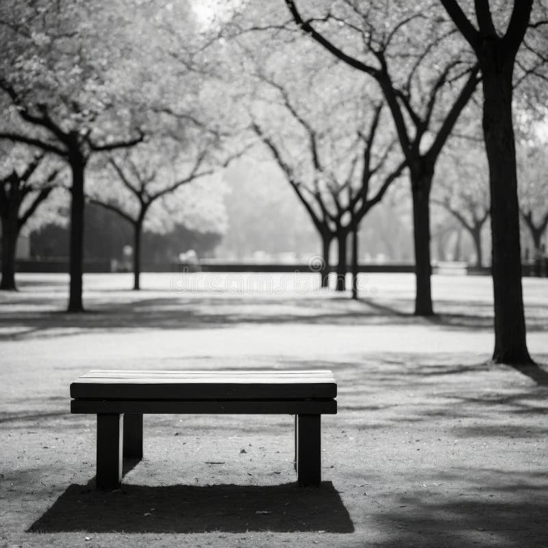 Minimalist Monochrome Park Bench with Emphasized Contrast Stock Image ...