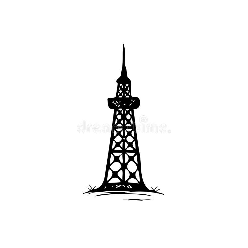 Stylized Monochrome Graphic Rendering of Telecommunications Tower ...