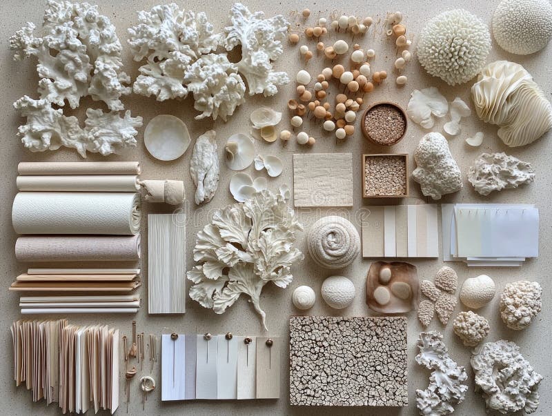 Minimalist Mood Board Features Array of Clean White and Beige Elements ...