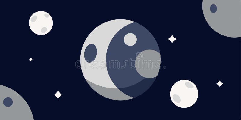 Minimalist Moon Illustration: Celestial Night Sky with Subtle Details ...