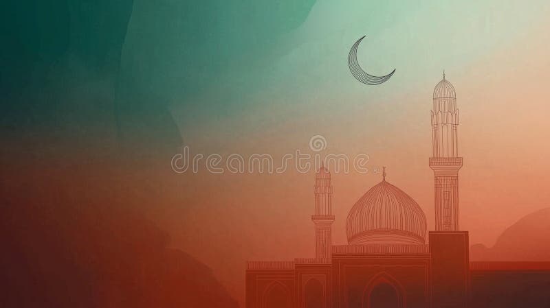 Minimalist Mosque Silhouette with Crescent Moon – Ramadan Theme Stock ...