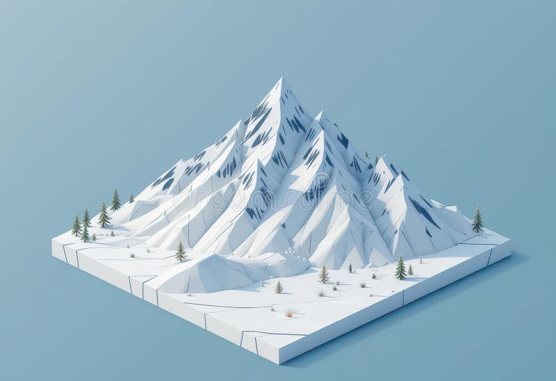 Minimalist Mountain Scenery in an Isometric, Low Poly Style Stock ...