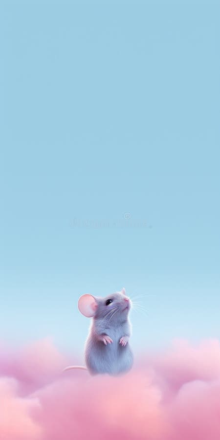 Minimalist Mouse on Clouds Wallpaper for Mobile Lock Screen Stock ...