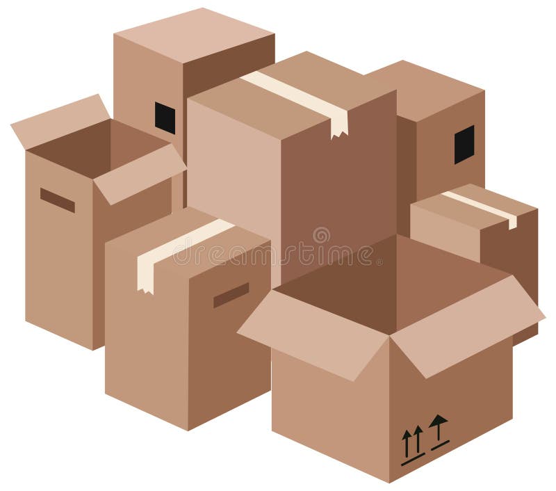 Minimalist Moving Boxes Vector Set - Isolated Pastel Colored Cardboard ...