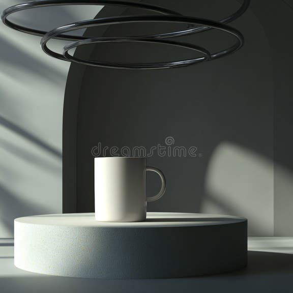 Minimalist Mug Sunlit Ceramic Cup on Platform Stock Illustration ...