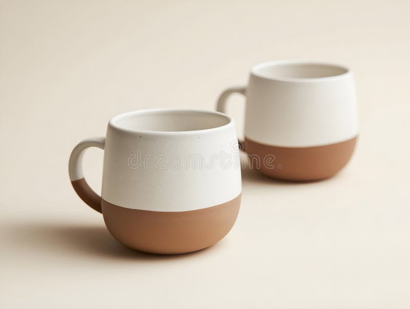 Minimalist Mugs Two Mugs Earthy Tones Neutral Background Stock ...