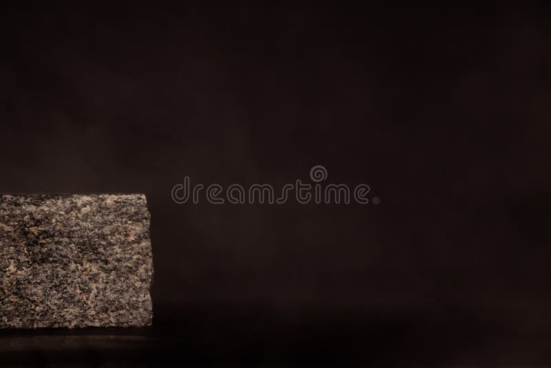 Minimalist, Natural Granite Platform on a Black Background. Product ...