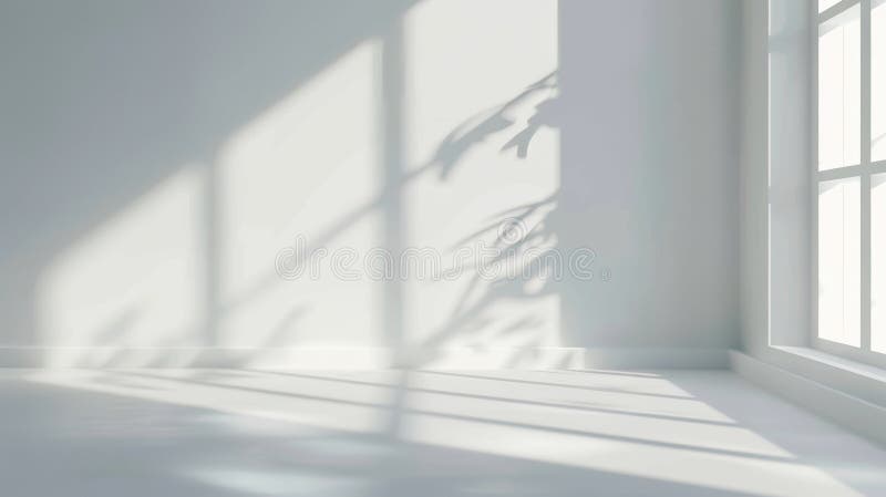 Minimalist Natural Light Windows with Shadow Overlay on Textured Wall ...