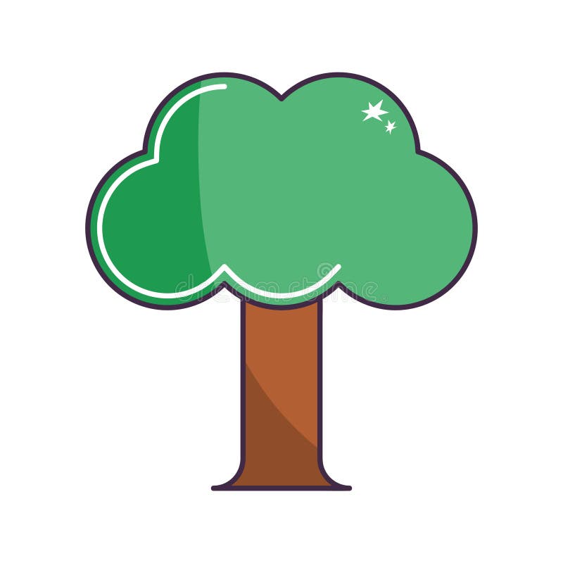 Simple Cartoon Tree in Flat Line Art Stock Vector - Illustration of ...