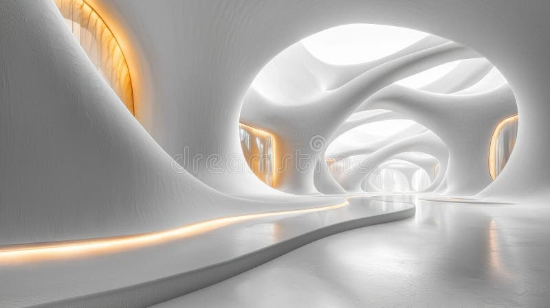 Minimalist Neo Organic Architecture Interior with Smooth White Surfaces ...
