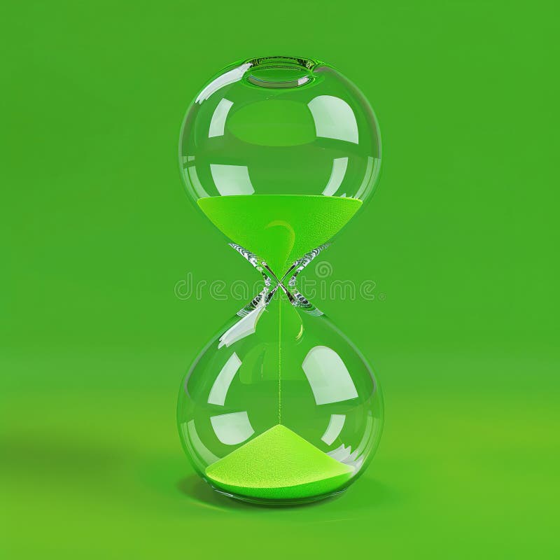 Minimalist Neon Green Hourglass on Plain Background for Time Conceptual ...
