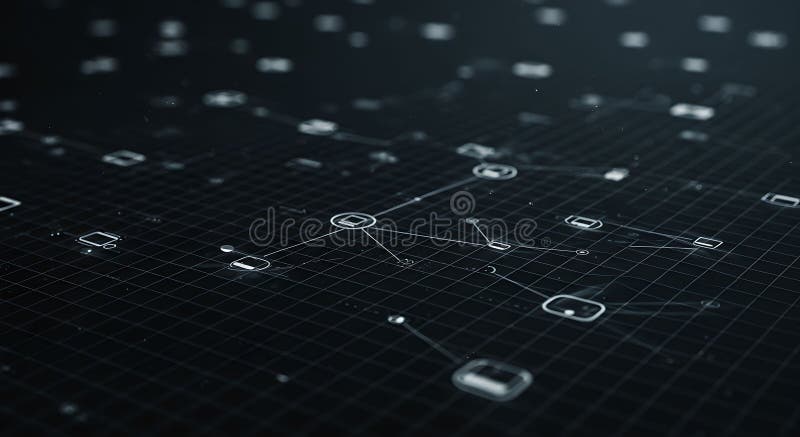 Minimalist Network of Digital Icons: Abstract Connection Concept Stock ...