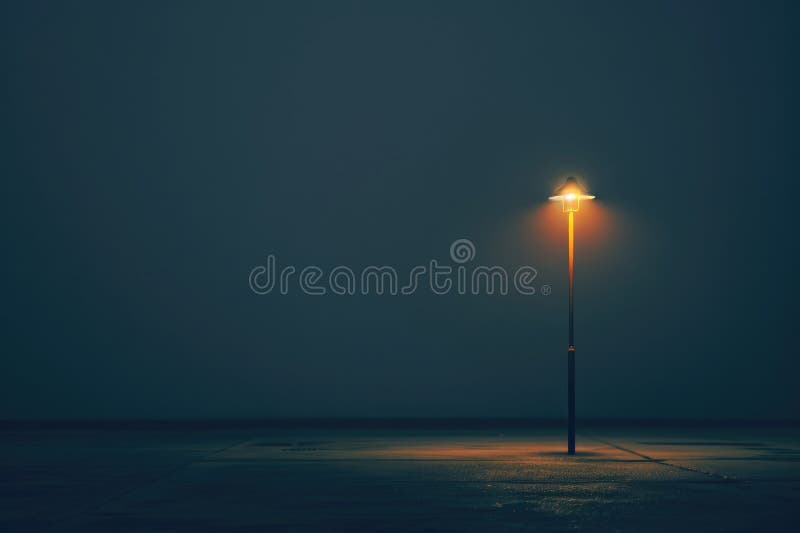 Minimalist Night Image of an Isolated Street Lamp,simple Compositions ...