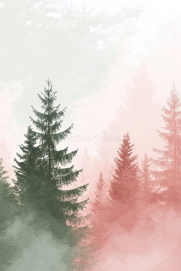 Minimalist Nordic Forest Silhouette Featuring Abstract Tree Shapes in ...