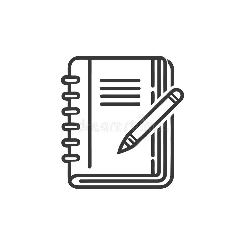 Spiral Notebook with Pencil Icon: a Simple Vector Illustration Stock ...