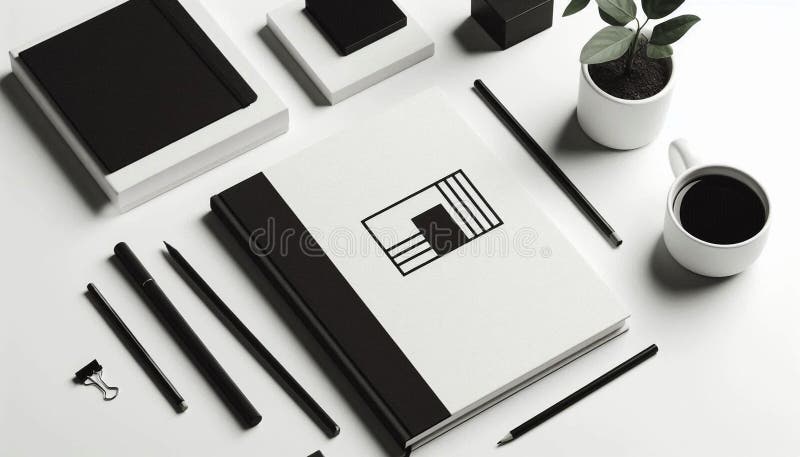 Elevate Your Workspace with this Minimalist Notebook Stock Illustration ...