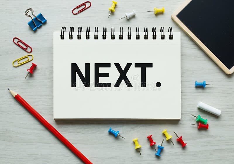 Minimalist Notepad Next Text and Office Supplies Layout Stock Illustration - Illustration of ...