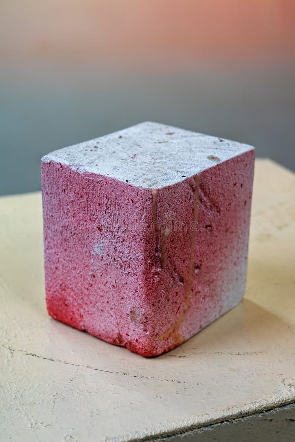 Minimalist Object: Pink Concrete Block on Light Background Stock Image ...