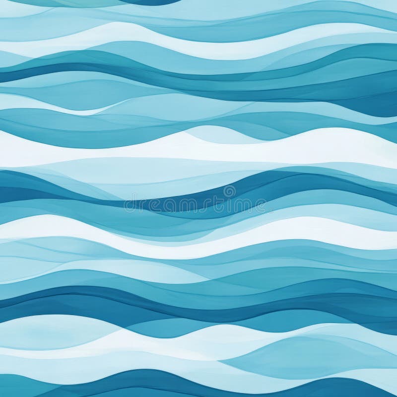 A Minimalist Ocean Wave Illustration with Simple, Clean Lines and Soft ...