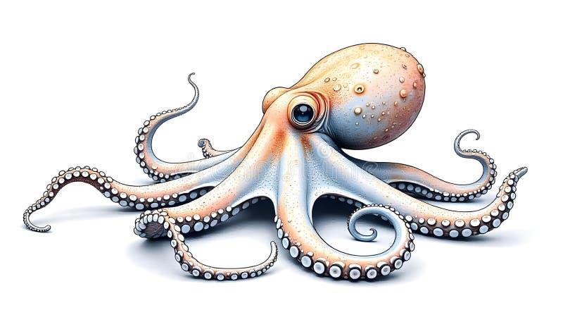 Minimalist Octopus Line Art on White Background Stock Illustration ...