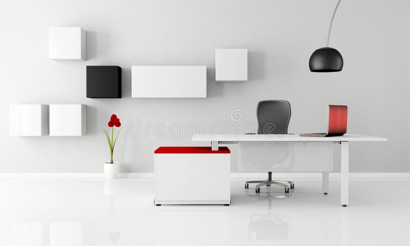Minimalist office space stock illustration. Illustration of scene ...
