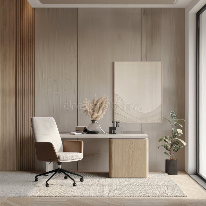 A Minimalist Office Layout with a Minimalist Color Palette Stock ...