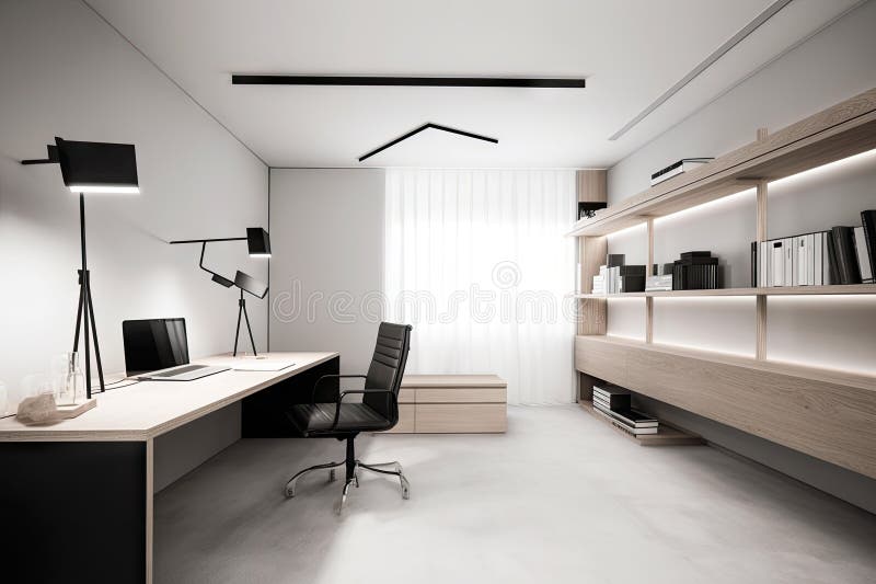 Minimalist Office, with Clean Lines and a Simple Design Aesthetic Stock ...