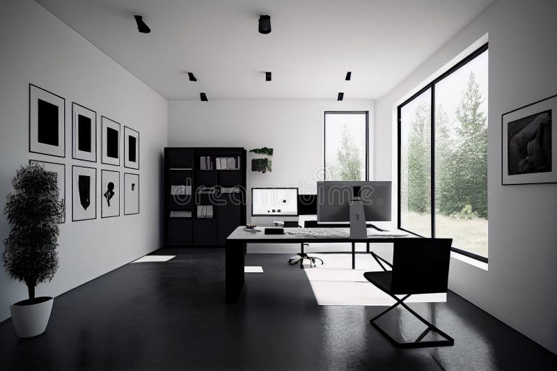 Minimalist Office, with Clean Lines and Simple Design, Featuring an ...