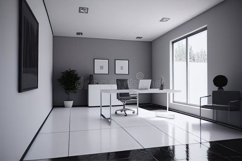 Minimalist Office, with Clean Lines and Simple Design, Featuring an ...