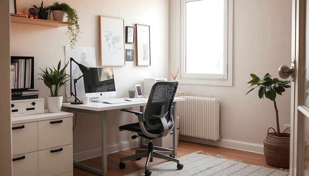 Minimalist Office Desk Setup, Modern Workspace, Home Office, Interior ...
