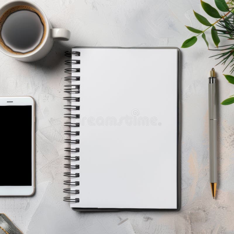 Minimalist Office Desk Setup with Notebook and Documents Stock ...