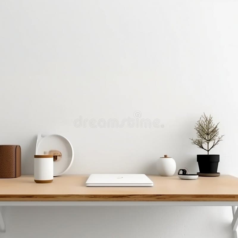 Minimalist Office Desk with Simple Office Essentials. Generative AI ...