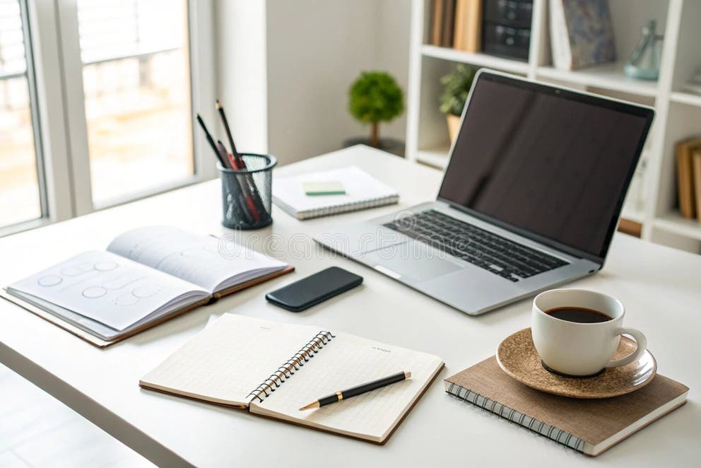 Minimalist Office Desk View with Copy Space for Productivity Stock ...