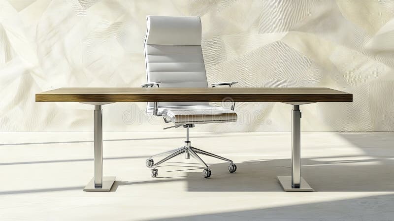 Minimalist Office with Geometric Wall and Timber Desk Stock Image ...