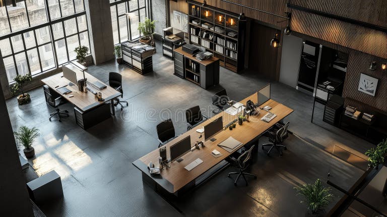 Minimalist Office Layout Work Space Stock Illustration - Illustration ...