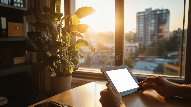 Minimalist Office Scene Featuring Digital Clock Stock Image - Image of ...