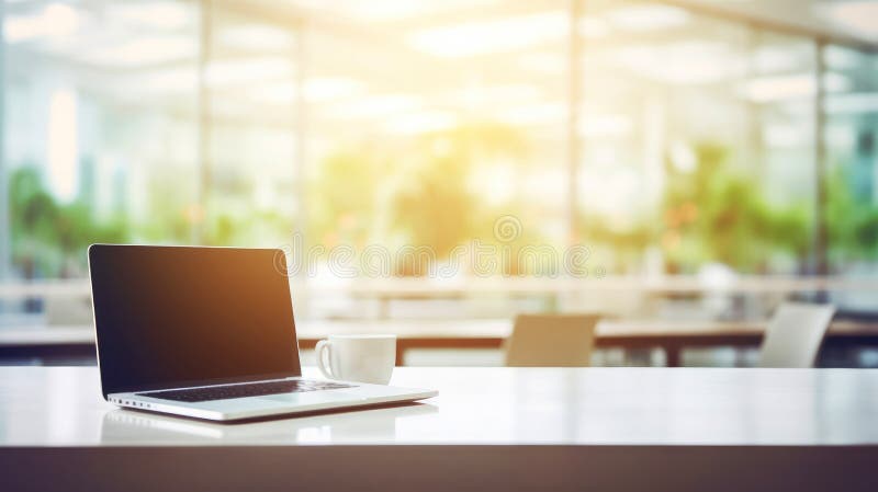 Minimalist Office Setting: Laptop on a Contemporary Desk Stock ...