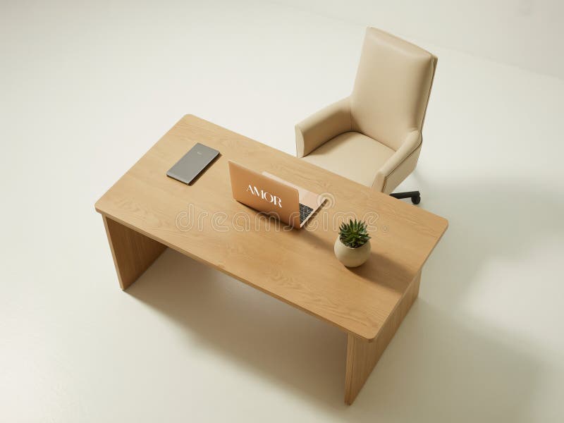 Miniature Office Setup with a Small Desk Chair and Laptop Plant Cell ...