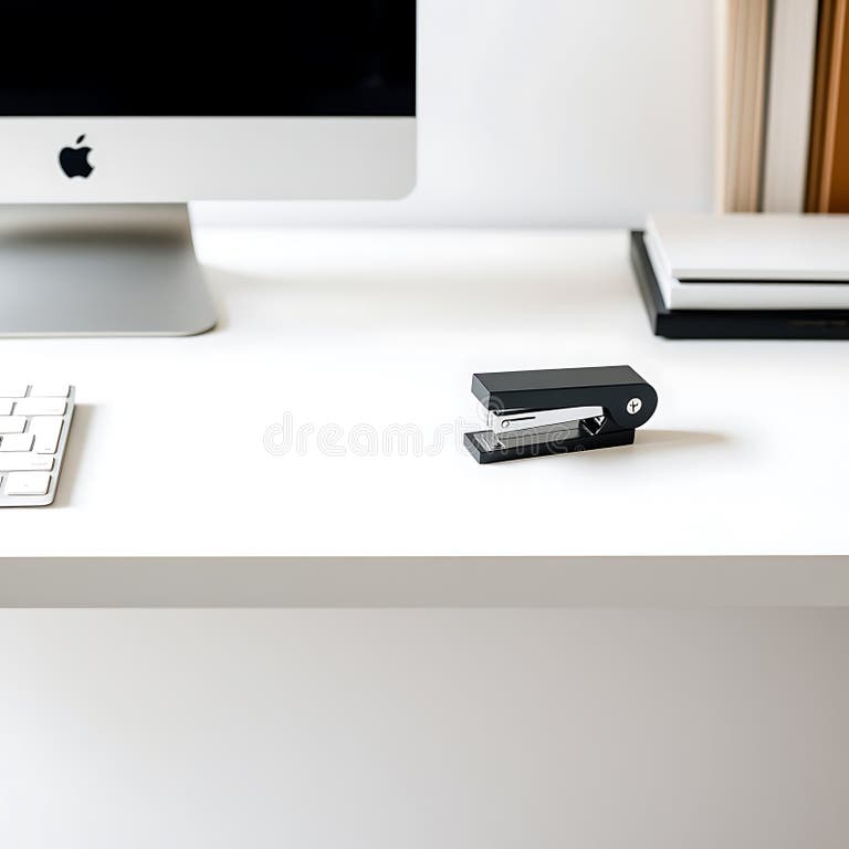 A Minimalist Office Setup with a Single Staple Puller on a Light ...