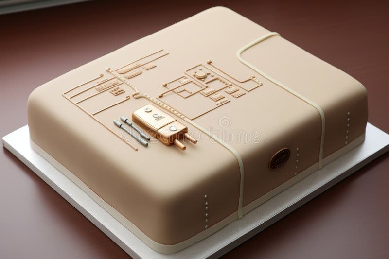 Minimalist Office Themed Cake Featuring Folder Design and Cute Notepad ...