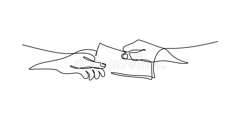 Minimalist One Line Art Two Hands. Holding Document Agreement Concept ...