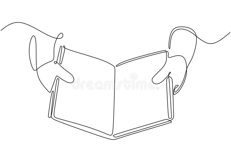 Minimalist One Line Drawing of a Hand Holding a Book - Isolated on ...