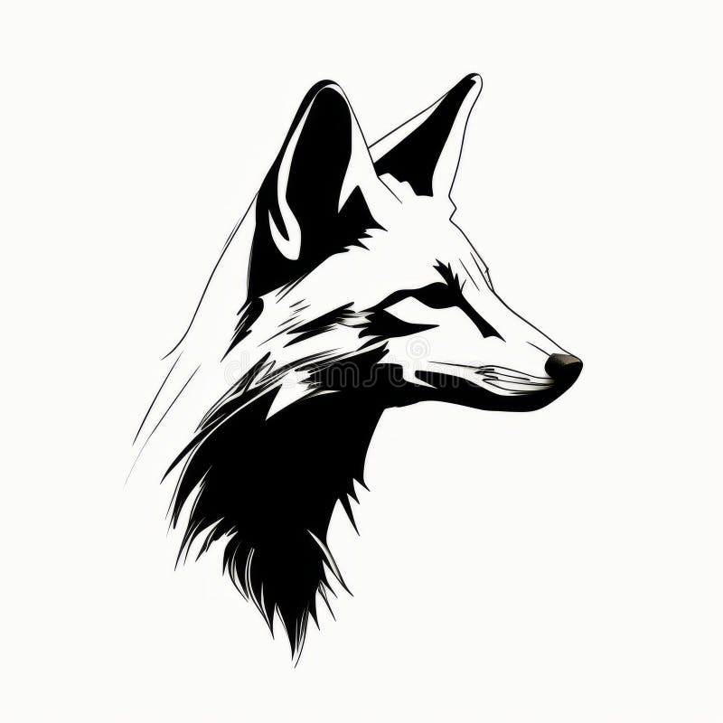 Minimalistic Black and White Fox Illustration - Vector Design Stock ...